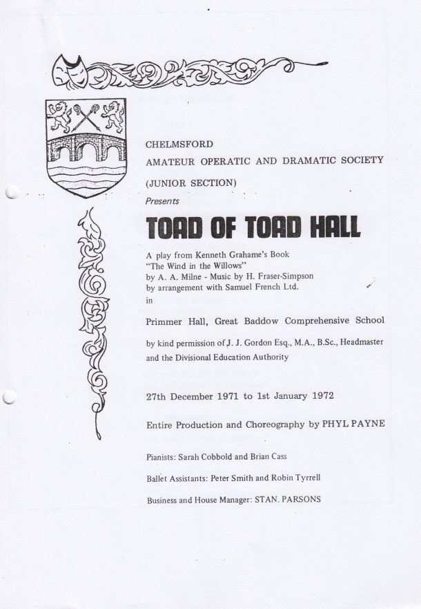 Toad of Toad Hall | Chelmsford Amateur Operatic And Dramatic Society